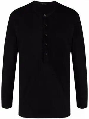 TOM FORD Henley-neck T-shirt - Black