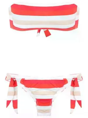 AMIR SLAMA Striped Detachable-straps Bikini Set - Red