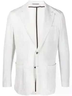 Canali Fitted Single-breasted Button Blazer - Grey