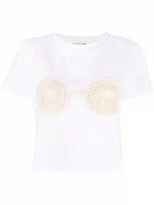 Magda Butrym Crochet-detailed Cotton T-shirt - White