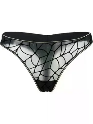 Marlies Dekkers The Adventuress Embroidered Sheer Thong - Black