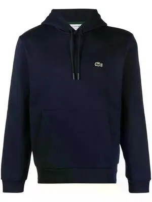 Lacoste Logo-patch Fleece Hoodie - Blue
