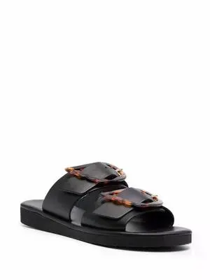 ANCIENT GREEK SANDALS Iaso Oversized-buckle Sandals - Black