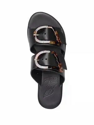 ANCIENT GREEK SANDALS Iaso Oversized-buckle Sandals - Black