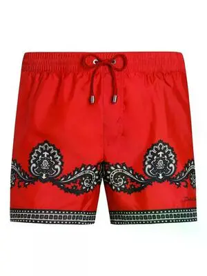 Dolce & Gabbana Printed Swim Shorts - Red