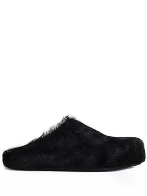 Marni Long Hair Calfskin Fussbett Sabot - Black