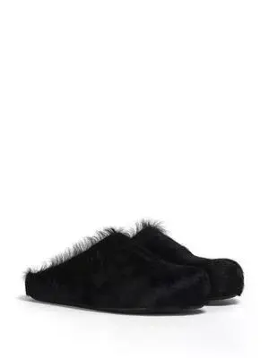 Marni Long Hair Calfskin Fussbett Sabot - Black
