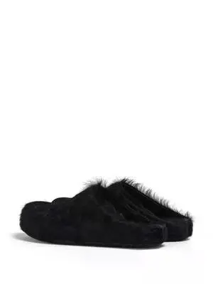 Marni Long Hair Calfskin Fussbett Sabot - Black