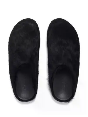 Marni Long Hair Calfskin Fussbett Sabot - Black