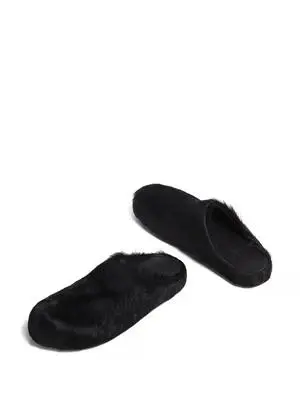 Marni Long Hair Calfskin Fussbett Sabot - Black