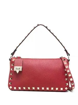 Valentino Garavani Small Rockstud Grainy Calfskin Leather Bag - Red