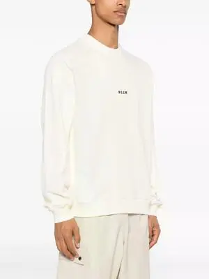 MSGM Logo-print Cotton Sweatshirt - Neutrals