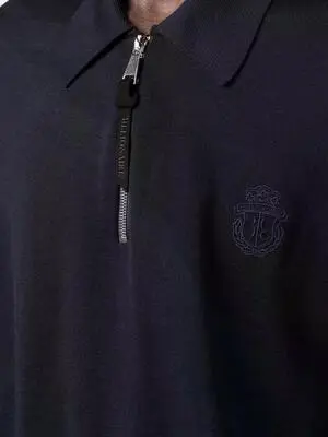 BILLIONAIRE Pullover Polo Zip Jumper - Blue