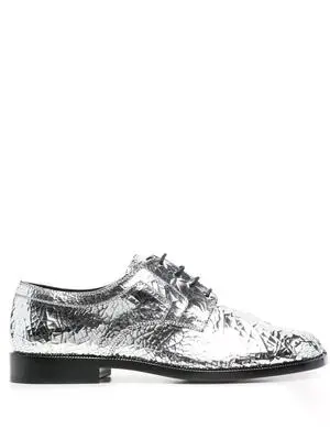 MAISON MARGIELA Tabi Mirror-effect Lace-up Brogues - Silver