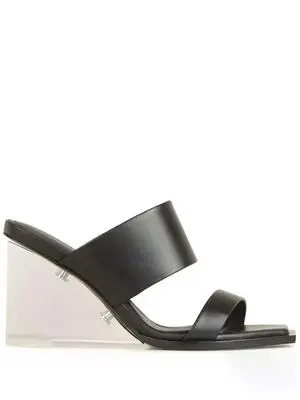 Alexander McQueen 75mm Leather Platform Wedge Sandals - Black