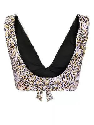 DUSKII Leopard-print V-neck Bikini Top - Multicolour