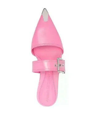 Alexander McQueen Buckled Leather Mules - Pink
