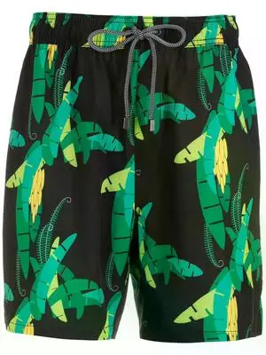 AMIR SLAMA Leaf-print Swim Shorts - Black