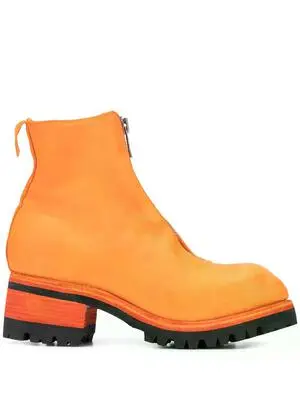 Guidi Front-zipped Ankle Boots - Orange