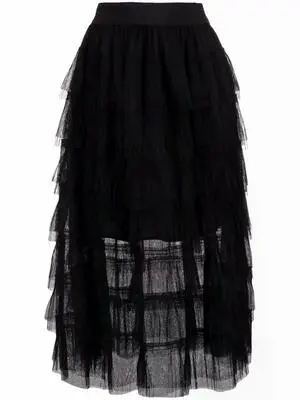 Maje Layered Tulle Midi Skirt