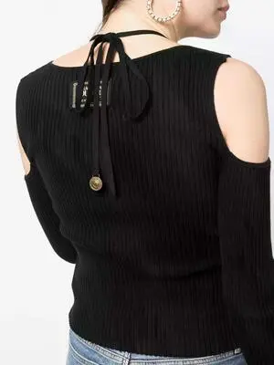 Versace Open-shoulder Ribbed Jumper