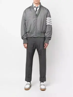 Thom Browne 4-bar Stripe Bomber Jacket - Grey