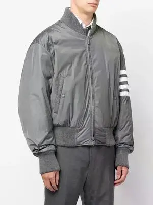 Thom Browne 4-bar Stripe Bomber Jacket - Grey