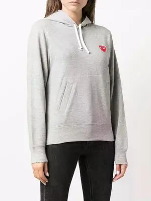 Play Comme Des Garcon Hoodie With Logo Patch - Grey