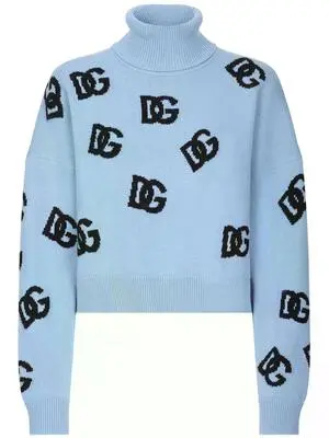 Dolce & Gabbana Logo Embroidered Sweater - Blue