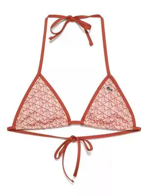 Lacoste Monogram-print Bikini Top - Brown
