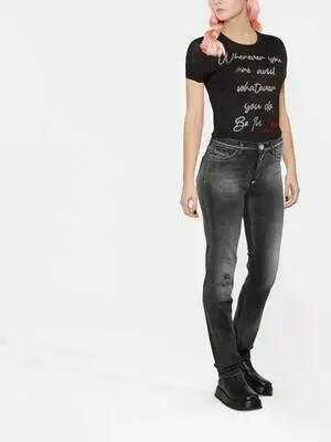 Philipp Plein Logo Plaque Distressed Denim Jeans