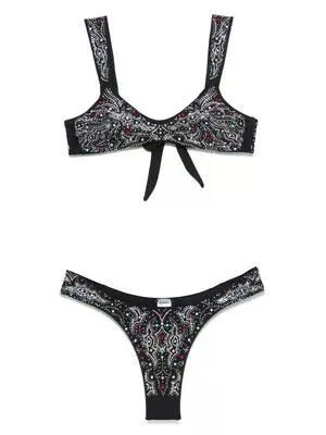 VENUJA Embellished Bikini Set - Black