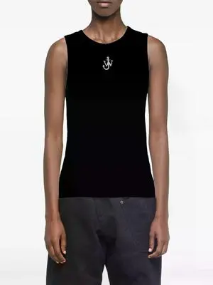 JW Anderson Anchor-embroidered Top - Black