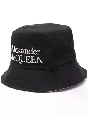 Alexander McQueen Embroidered-logo Bucket Hat - Black