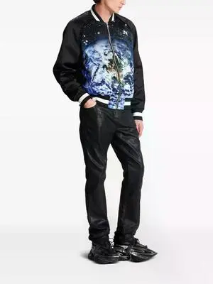 Balmain Varsity Jacket With Earth And Stars Graphic