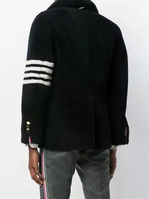 Thom Browne Unconstructed Classic Shearling Pea Coat - Blue