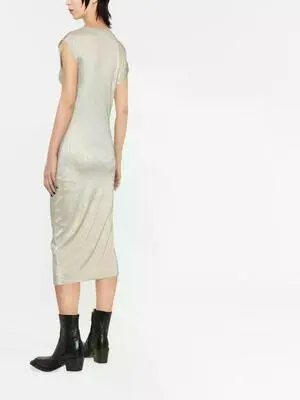 Rabanne Side Gathered-detail Midi Dress - Gold
