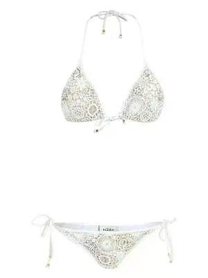 AMIR SLAMA Floral Embroidered Bikini - White