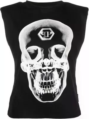 Philipp Plein Graphic Print Sleeveless Top