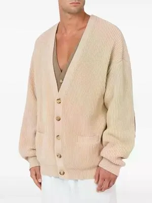 Moschino Ribbed-knit Cardigan With Logo Plaque