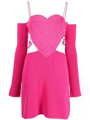 Mach & Mach Heart-shaped Ribbed Minidress
