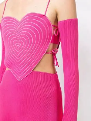Mach & Mach Heart-shaped Ribbed Minidress