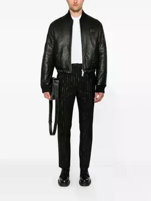 AMI Paris Logo-plaque Leather Jacket