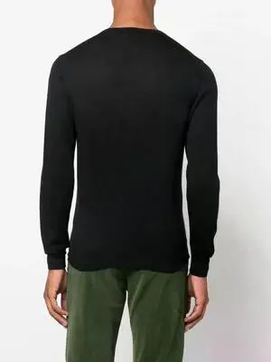 Fedeli V-neck Long-sleeve Jumper - Black