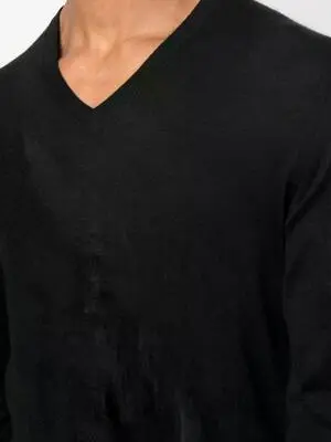 Fedeli V-neck Long-sleeve Jumper - Black