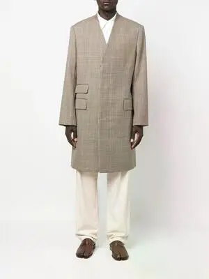 MAISON MARGIELA Herringbone-pattern Collarless Coat