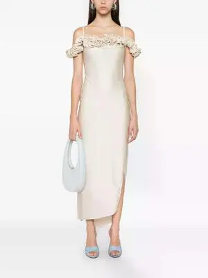 Coperni Ruffled Detailing Midi Dress - Neutrals