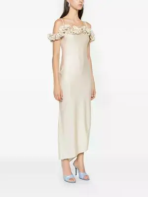 Coperni Ruffled Detailing Midi Dress - Neutrals