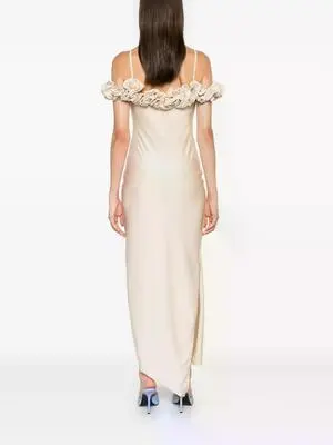 Coperni Ruffled Detailing Midi Dress - Neutrals