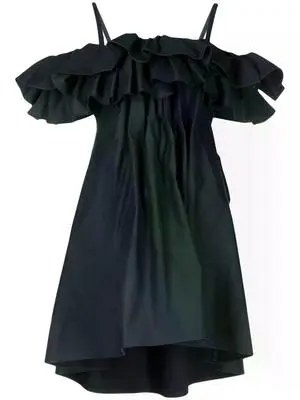 Goen.j Cold-shoulder Ruffled Dress - Blue